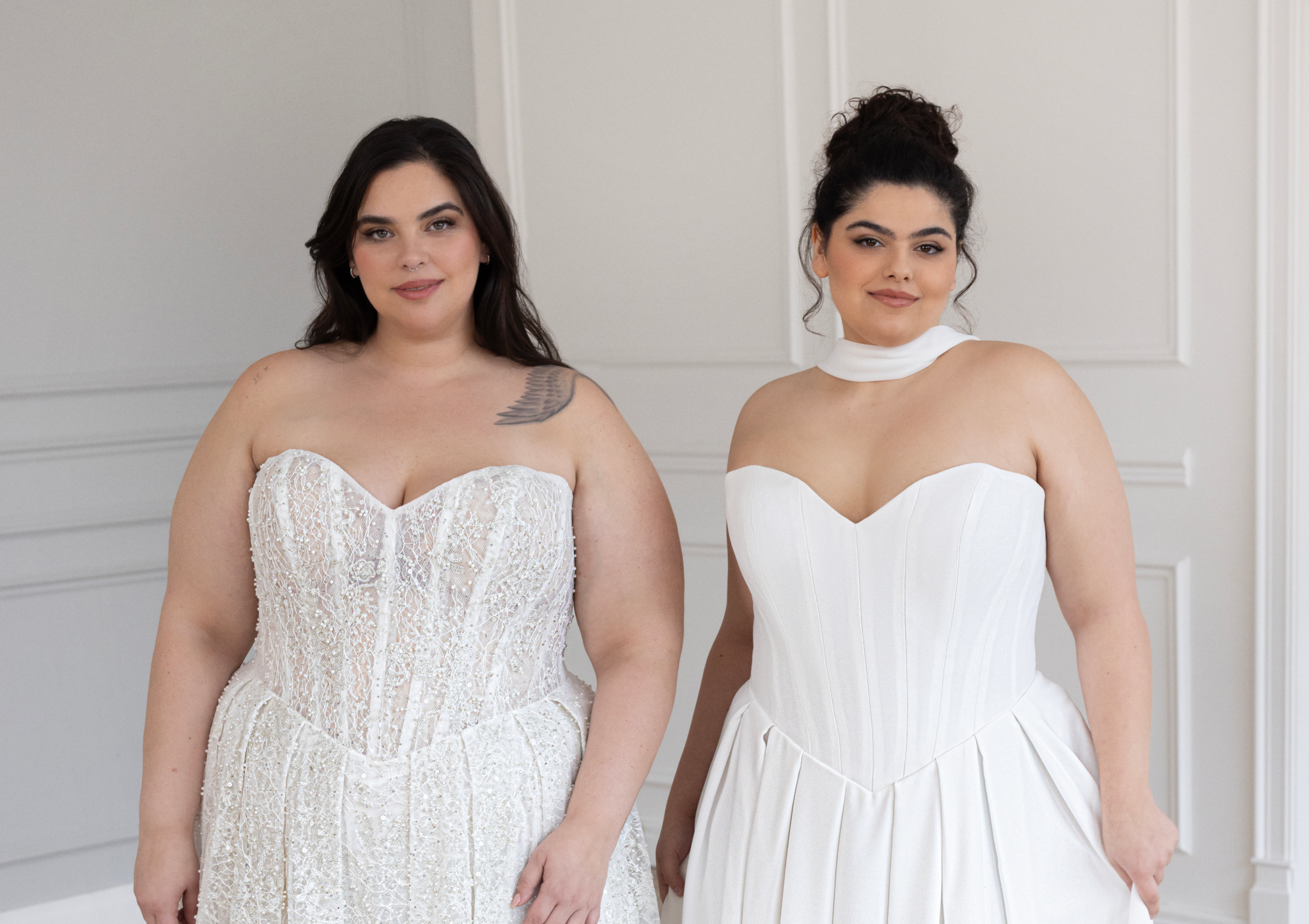 Drop Waist Corset Wedding Dresses for Curvy Brides